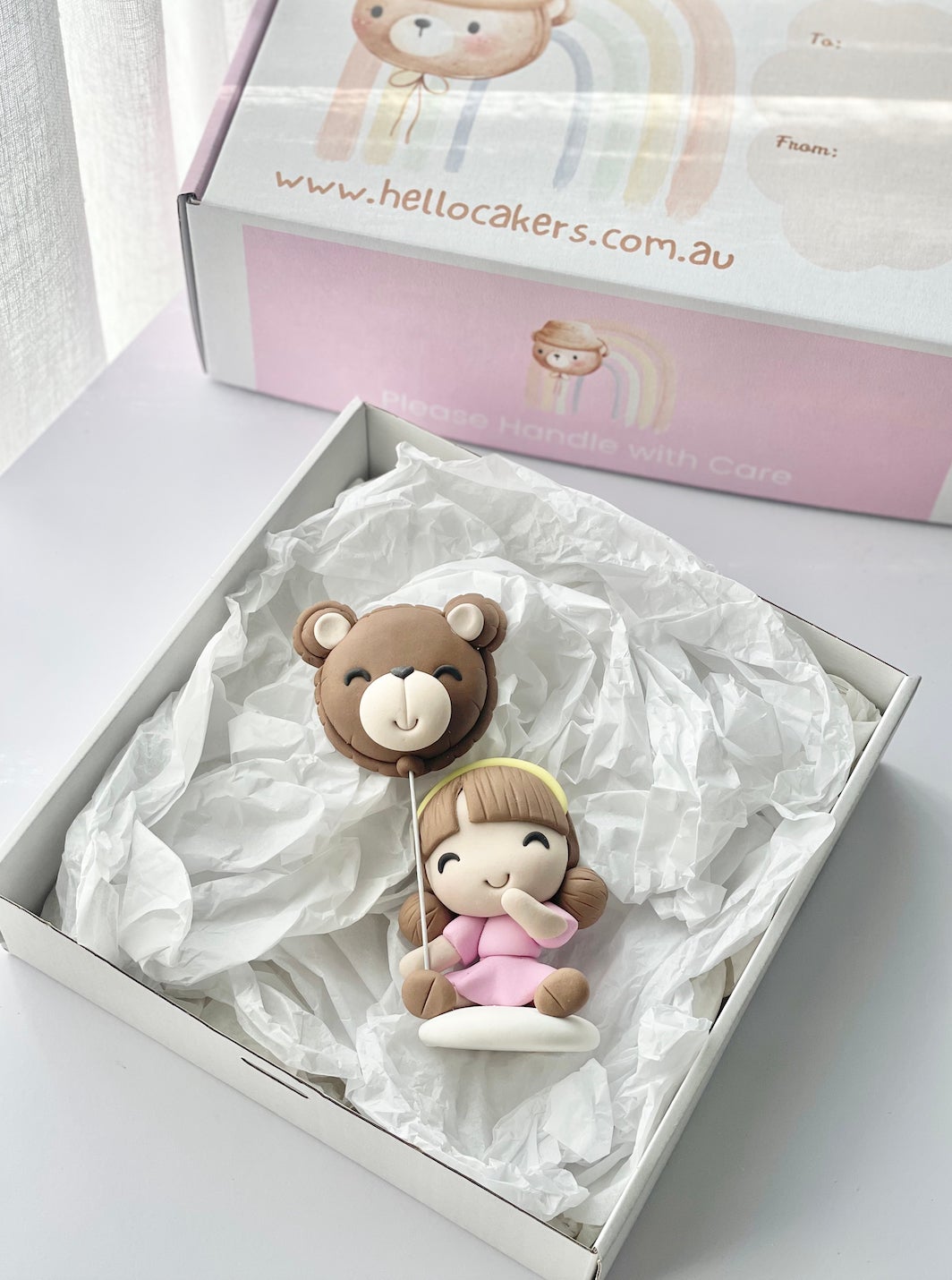 Mini-Me Party box (ready made) Girl with Bear balloon | Hello Cakers